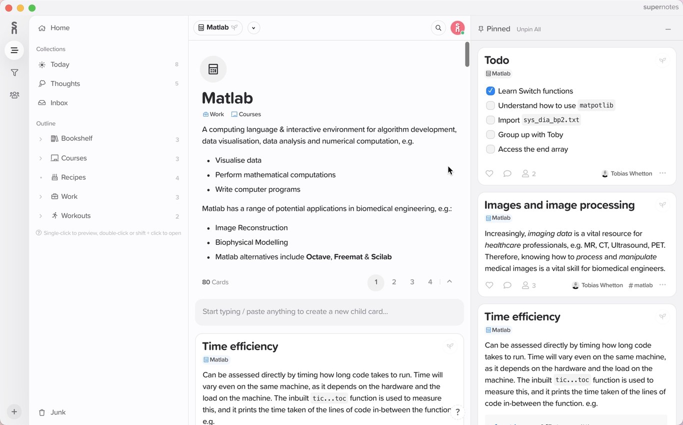 Pin up your important notecards | Supernotes